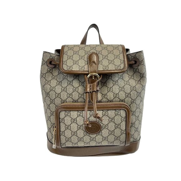 Gucci | Bags | Gucci New Backpack With Interlocking G Beige Brown ...